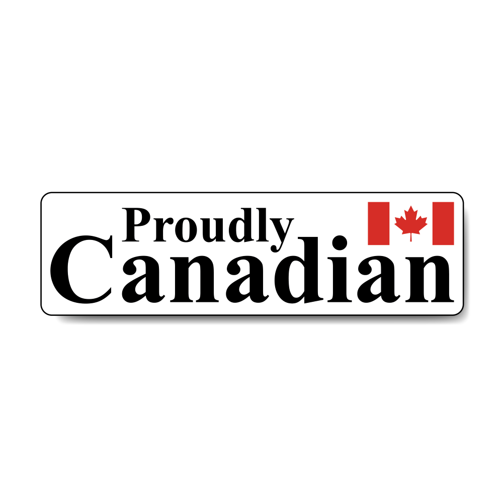 Proudly Canadian rectangle sticker – Custom TShirts Canada by Printwell
