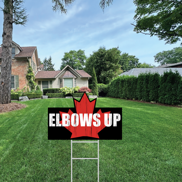 Elbows Up Maple Leaf Lawn Sign – Custom TShirts Canada by Printwell